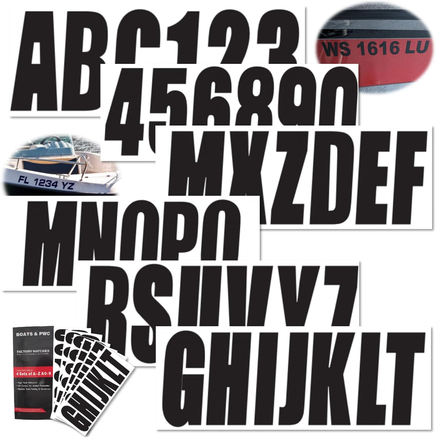 Amazon.com: NorthBoat 4 Sets 3" Boat Letters Numbers Stickers Decals ...