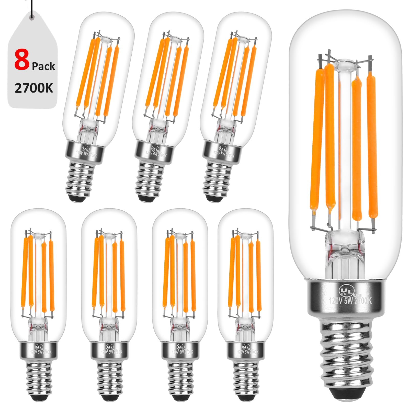 Porbench 8-Pack E12 LED Bulb, T6/5W E12 Bulb Dimmable (60W Equivalent ...