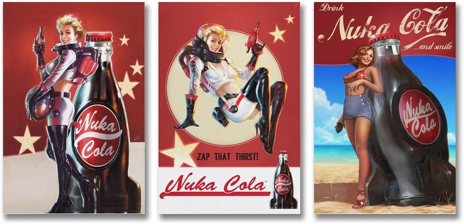 3 Panel Fallout Gaming Nuka Cola Girl Fallout Nuka Cola Nuka Cola Vault Girl Fallout