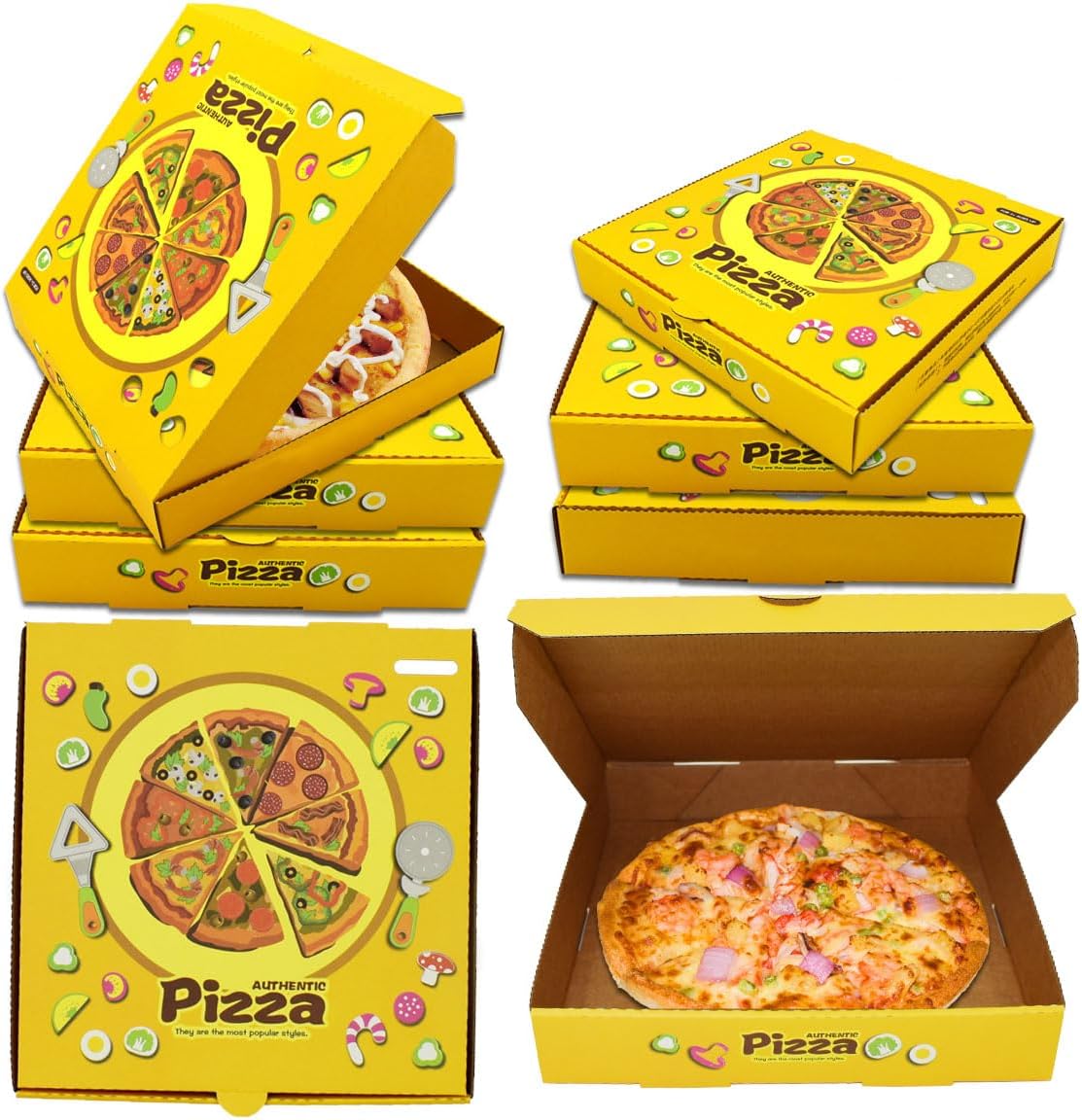 Amazon.com: HAISENGO 12 PCS Pizza Boxes, 7 x 7 Inch Kraft Corrugated ...