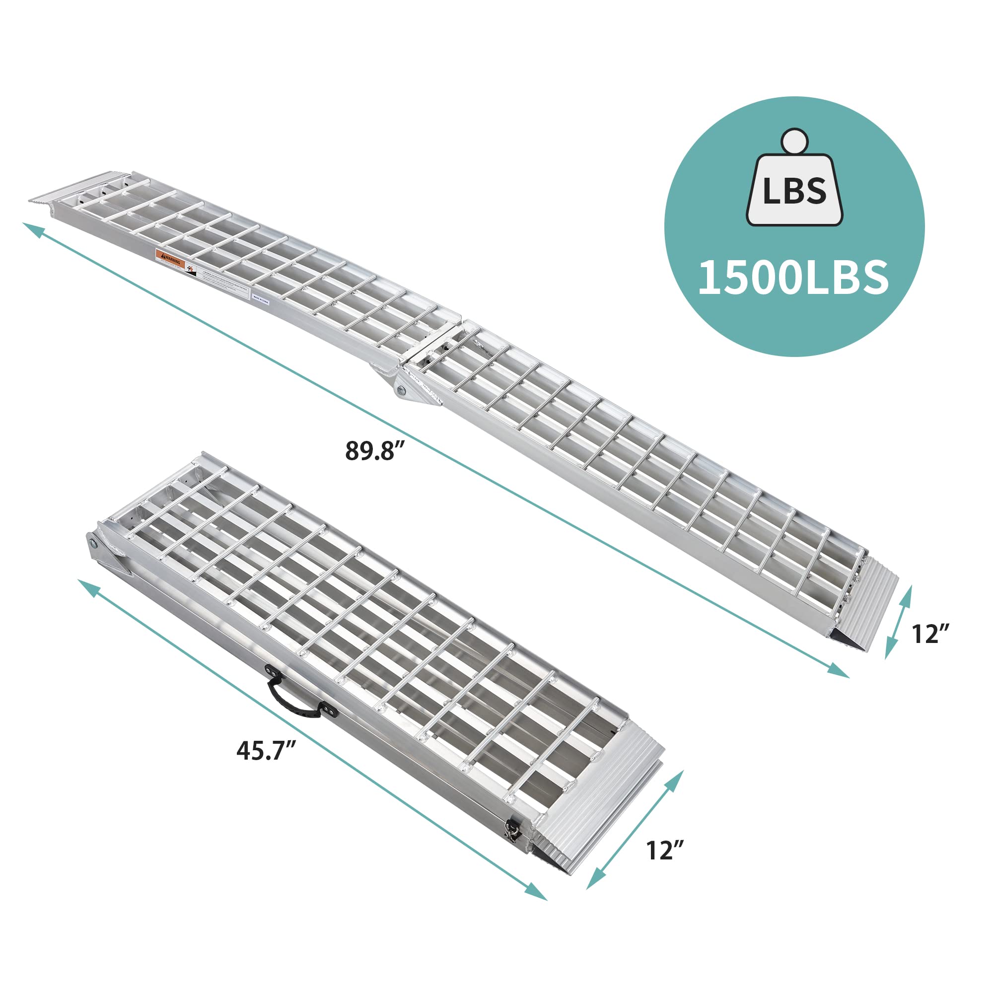 3000lbs Capacity KOLO Heavy Duty Ramps 7.5 FT Aluminum Alloy Loading ...