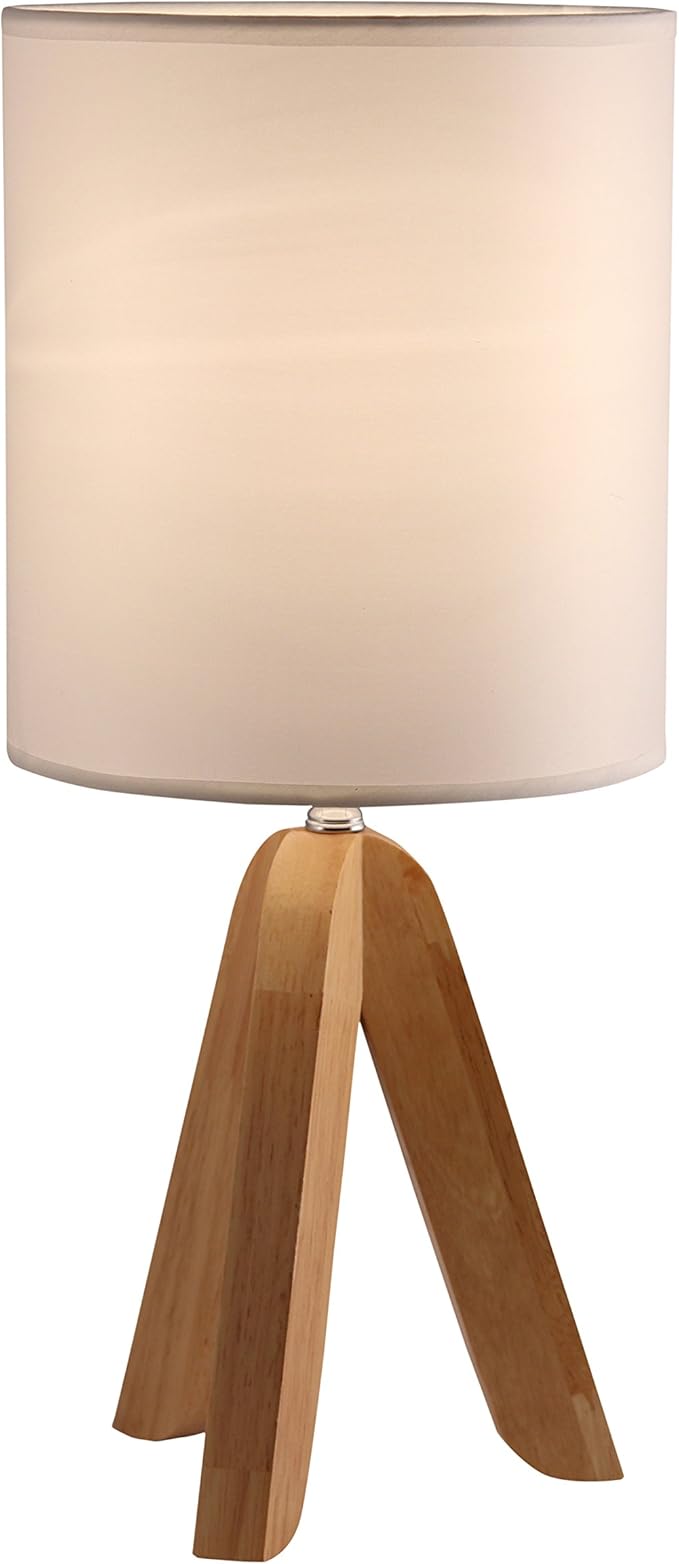 Light Accents Nightstand Table Lamp - with Natural Wooden Tripod Base ...