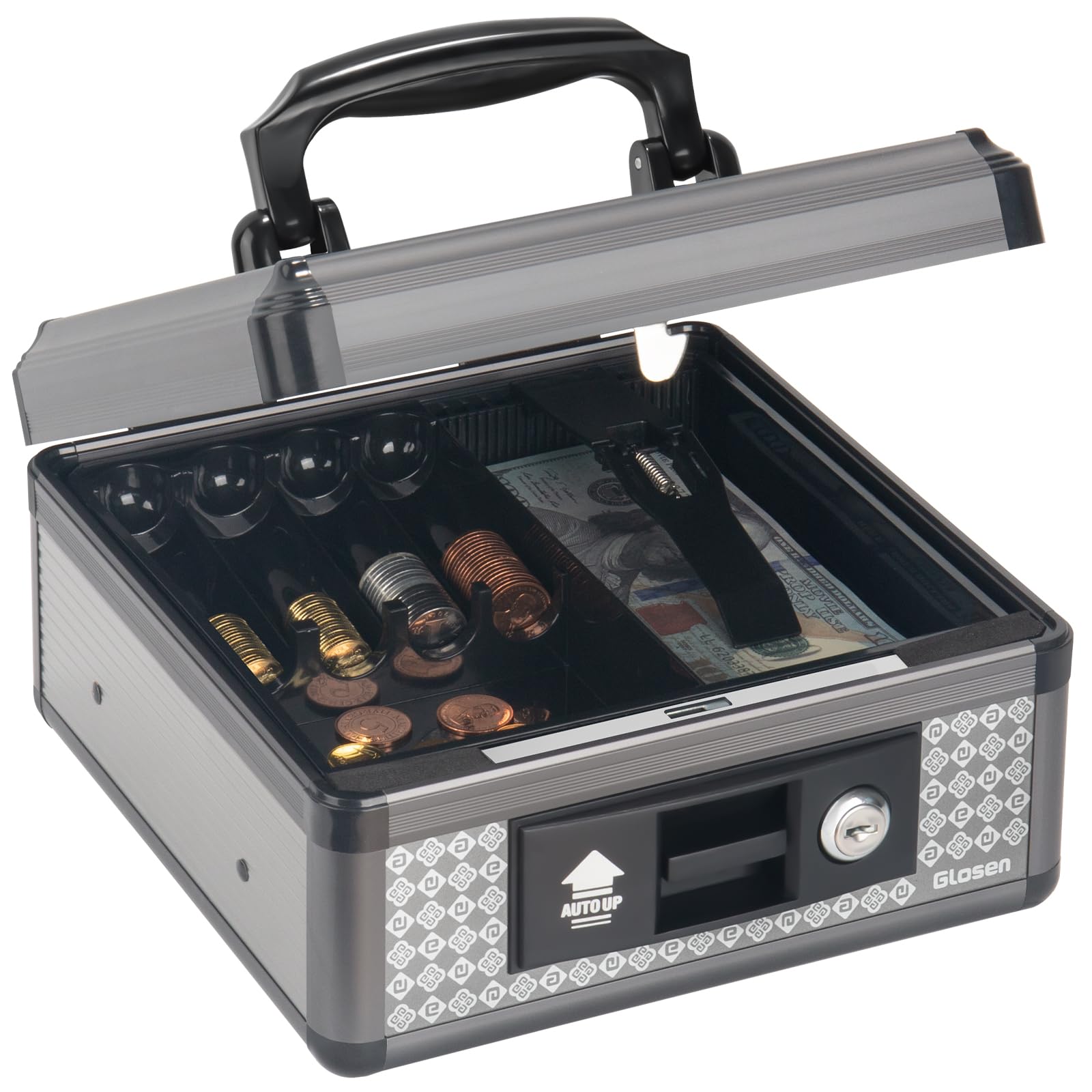 Cash Box with Lock, Money Box with Key & Removable Coin Tray 8.46 * 5.3 ...