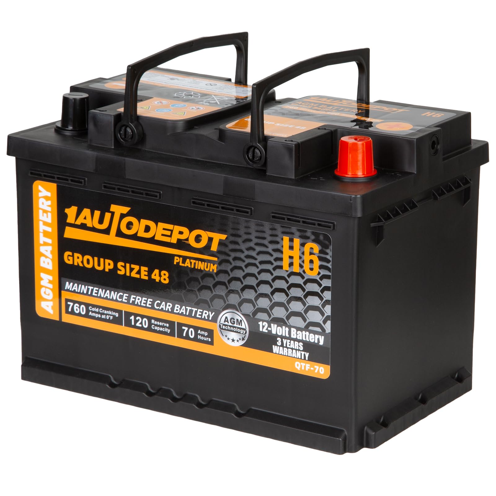 Amazon.com: 1AUTODEPOT BCI Group 48 Car Battery, 12V 70Ah Size H6 ...