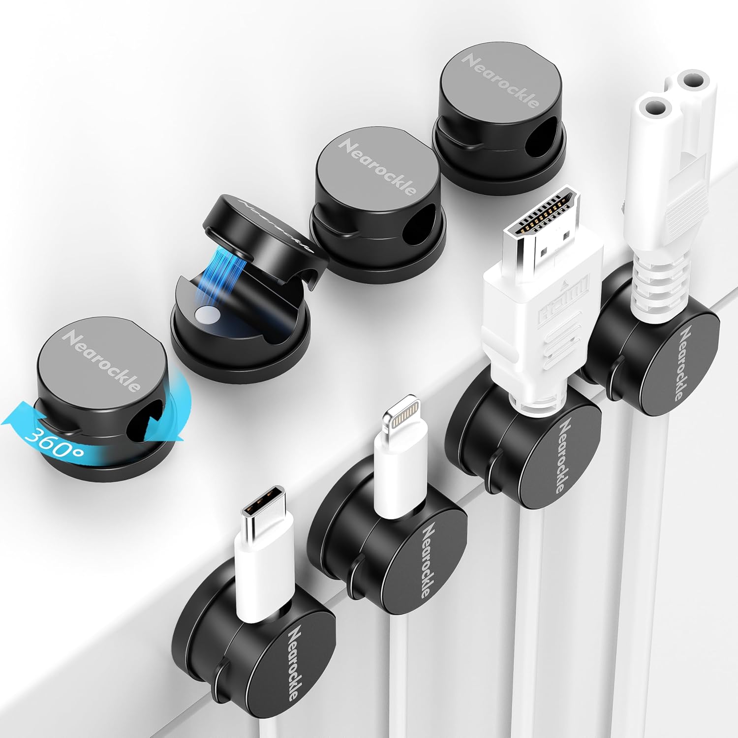 8 Pack Magnetic Cord Organizer [Locking Cable Rotatable] Cable Clips ...