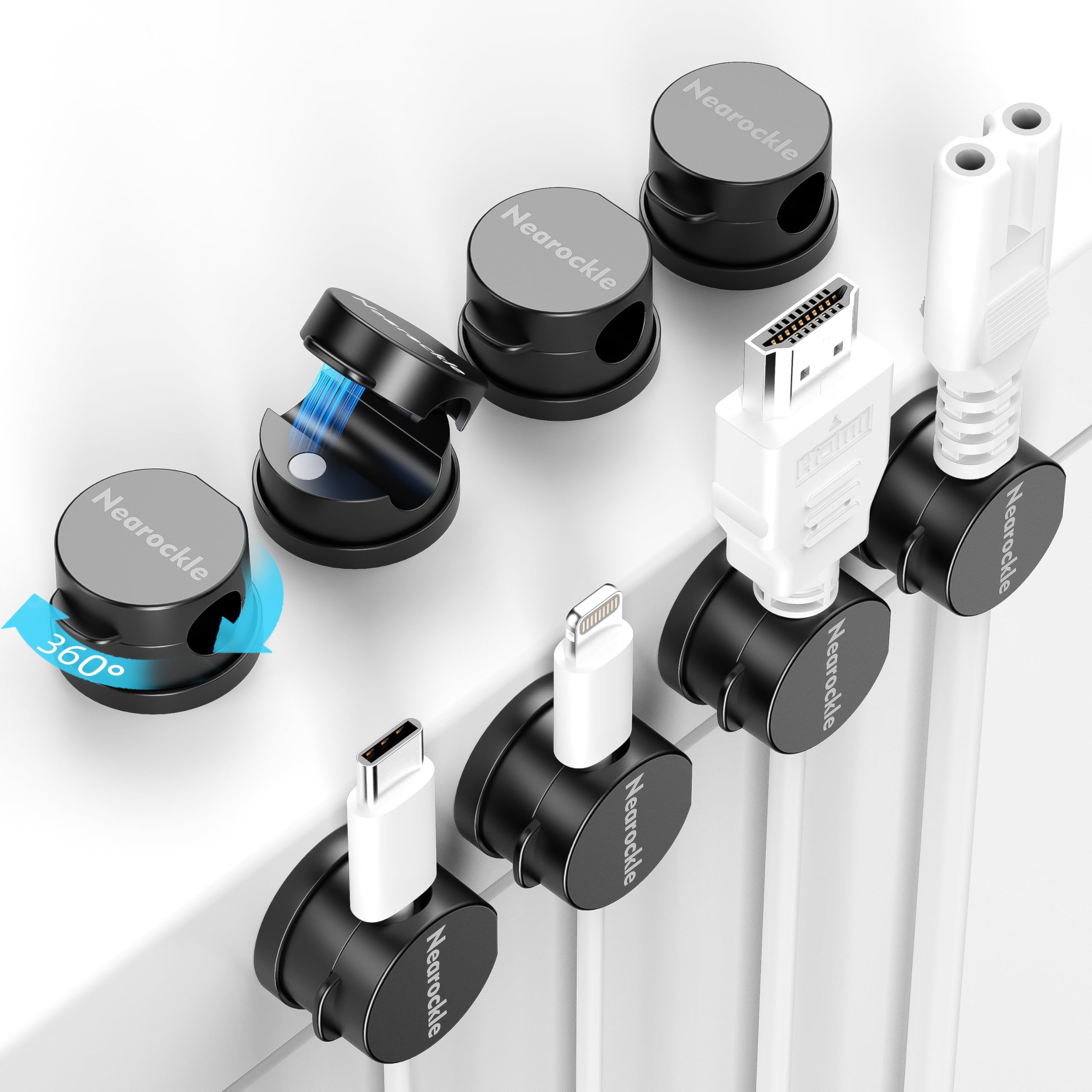 8 Pack Magnetic Cord Organizer [Locking Cable Rotatable] Cable Clips ...