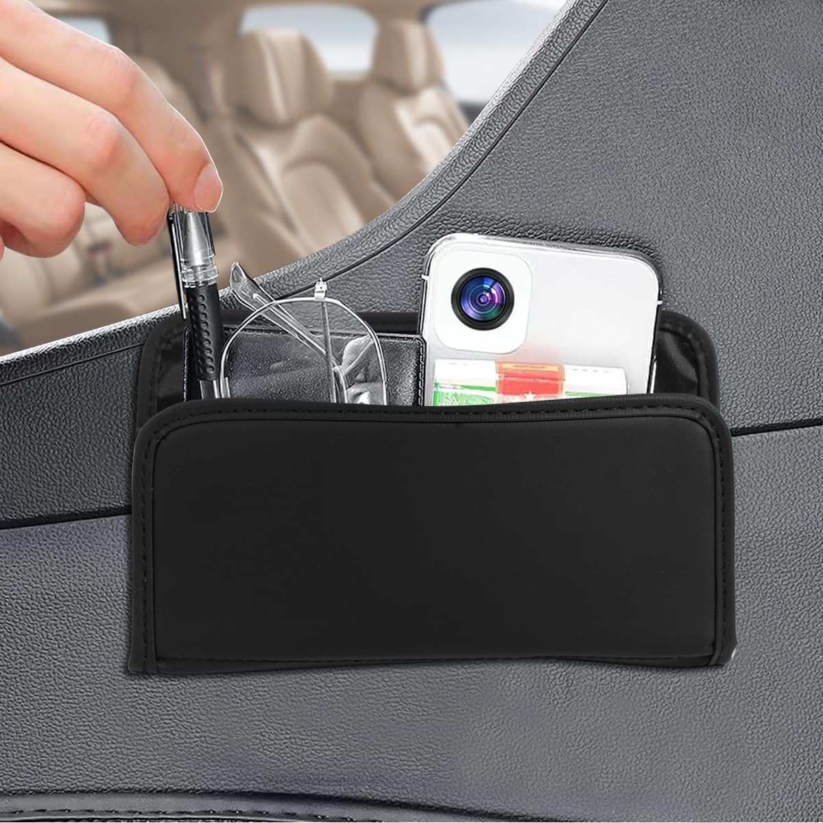 STHIRA® Car Storage Organizer Pouch Durable PU Leather Mini Gap Bag for ...