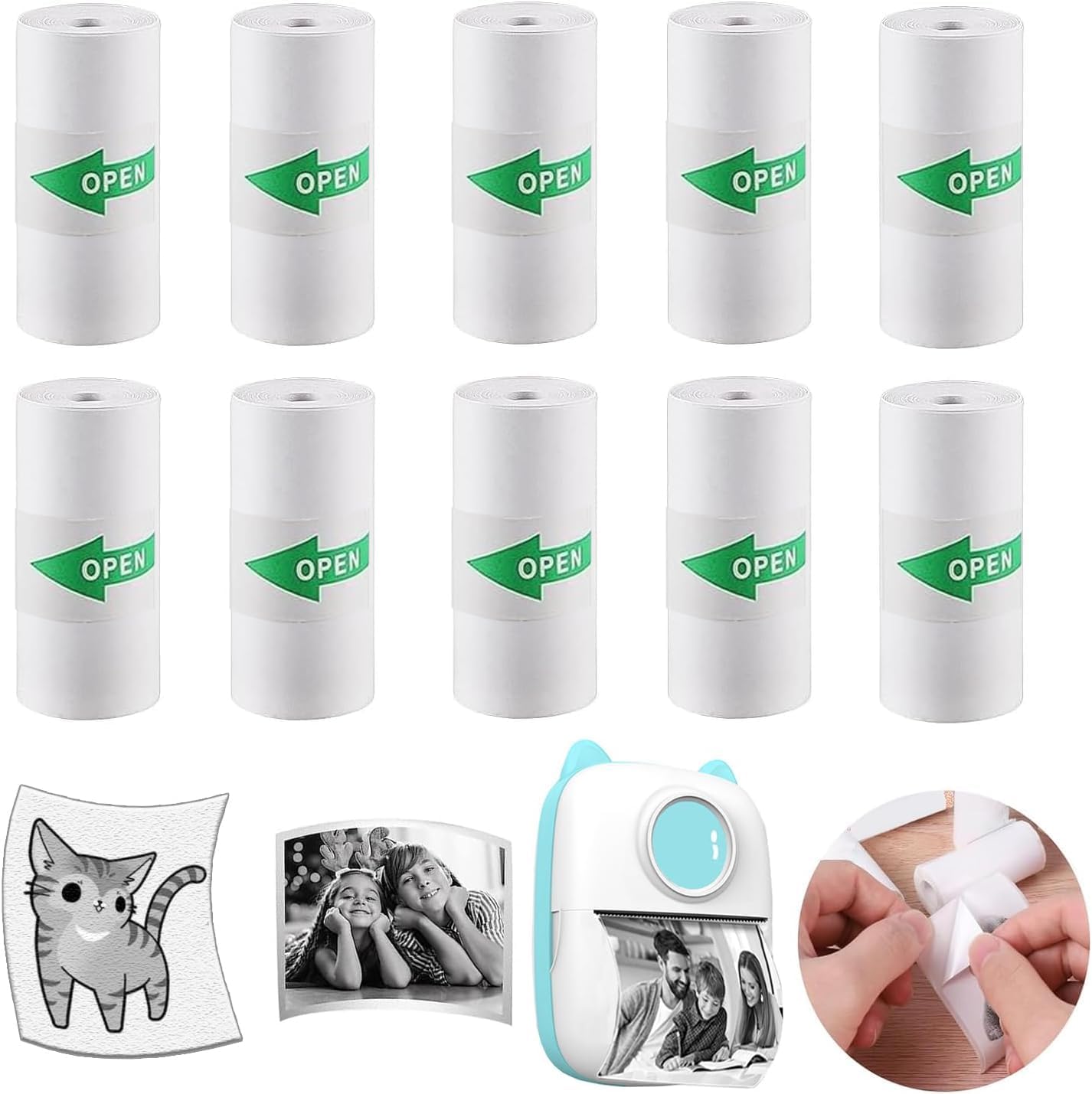 Amazon.com: 10 Rolls mini printer paper for Inkless Mini Pocket Printer ...