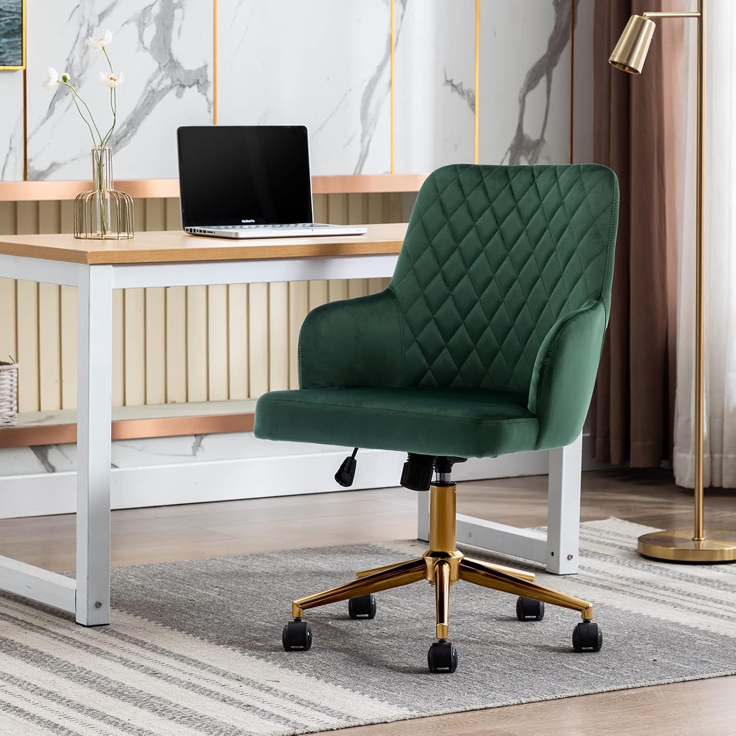 DUHOME Office Chair Desk Chair Velvet Covering Height Adjustable Swivel ...