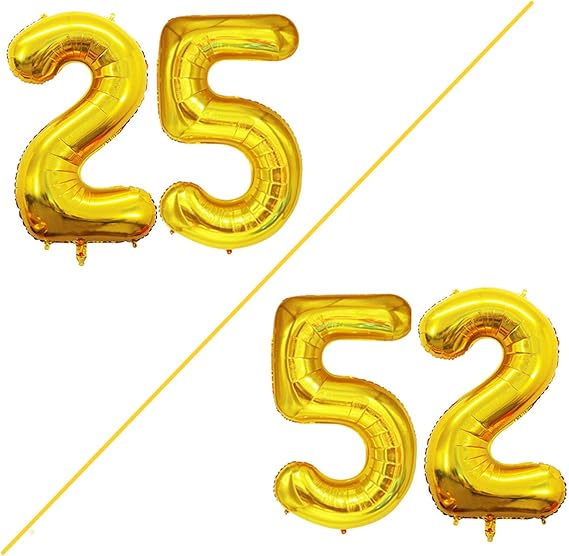 Amazon.com: GOER 42 Inch Gold Number 25 Number 52 Balloon,Jumbo Foil ...