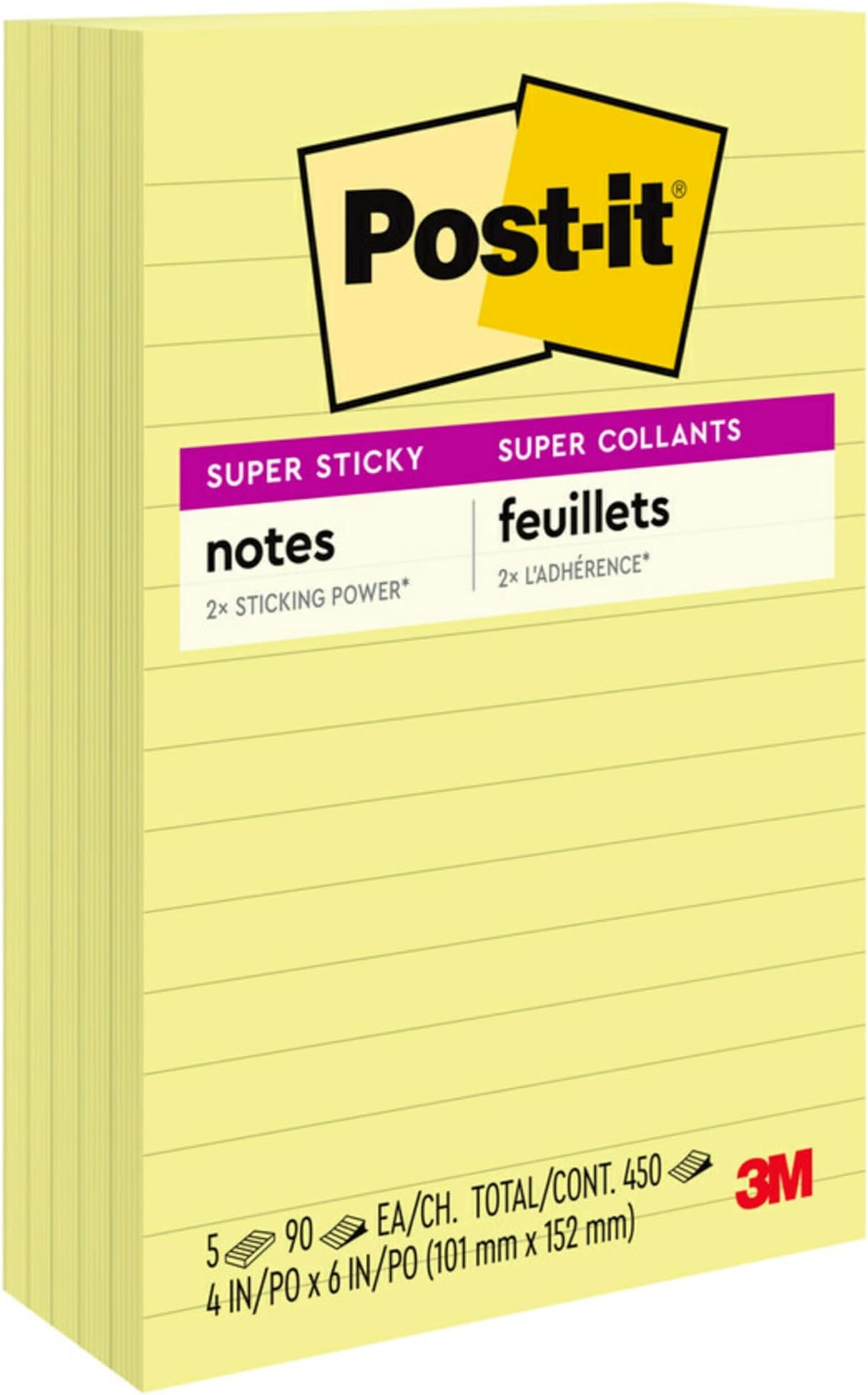 Amazon.com : Post-it 655YW Original Pads in Canary Yellow, 3 x 5, 100 ...