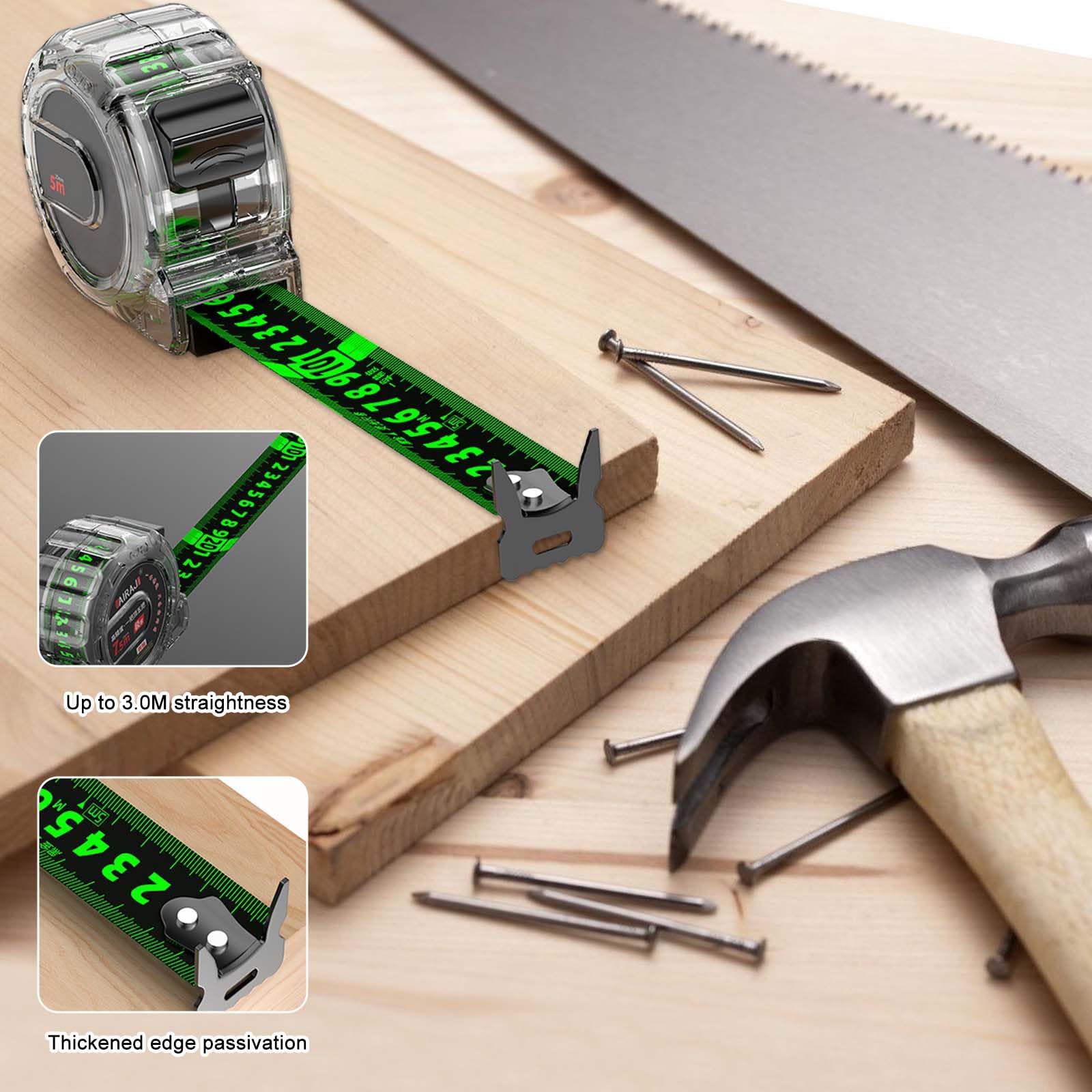 Vaileal Stainless Steel Tape Measure,10*25M Fluorescent Measure ...