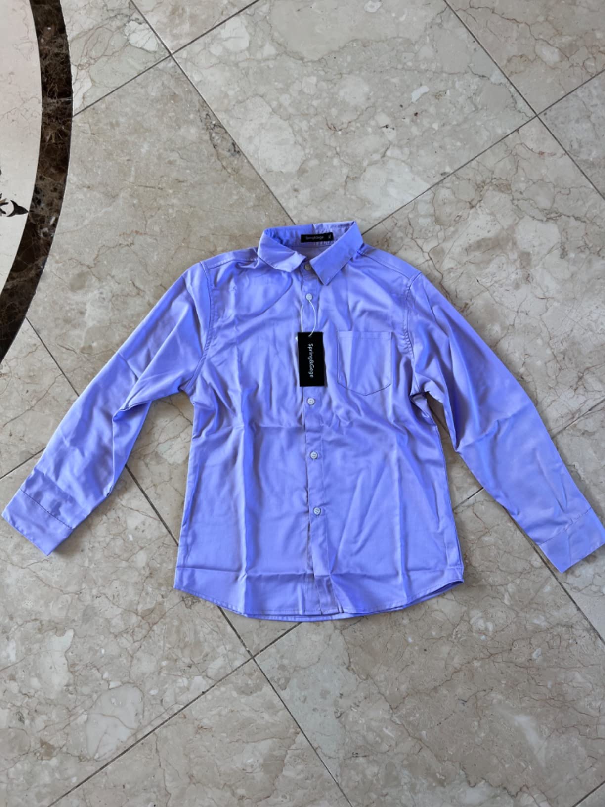 Amazon.com: Spring&Gege Boys’ Long Sleeve Sateen Dress Shirt Solid ...