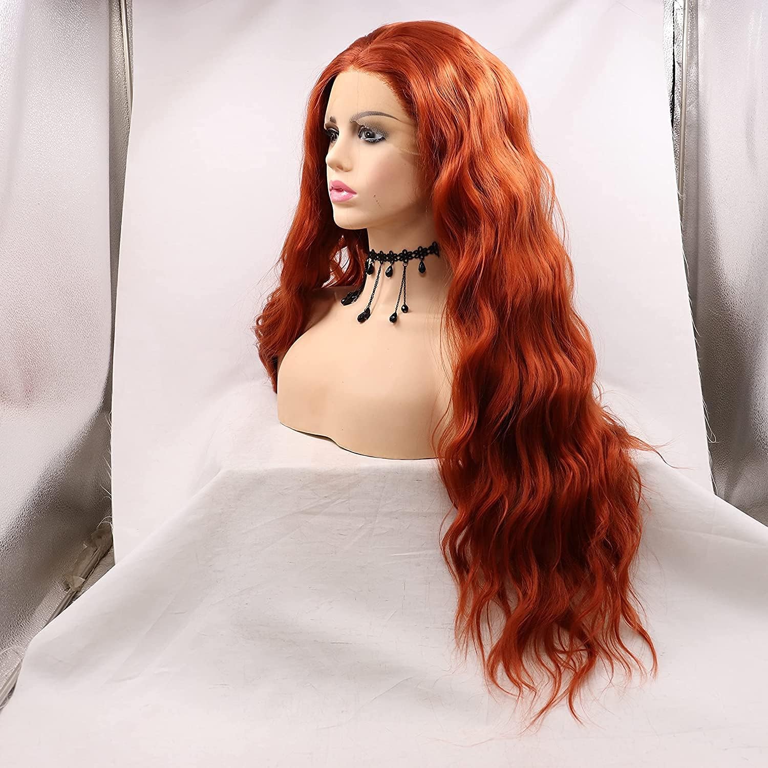 Copper Red Water Wave Lace Front Wigs #360 Natural Heat Resistant ...