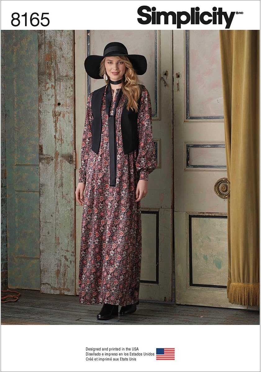 Amazon.com: Simplicity Pattern 8165 Misses' Maxi Dress with Lined Vest ...