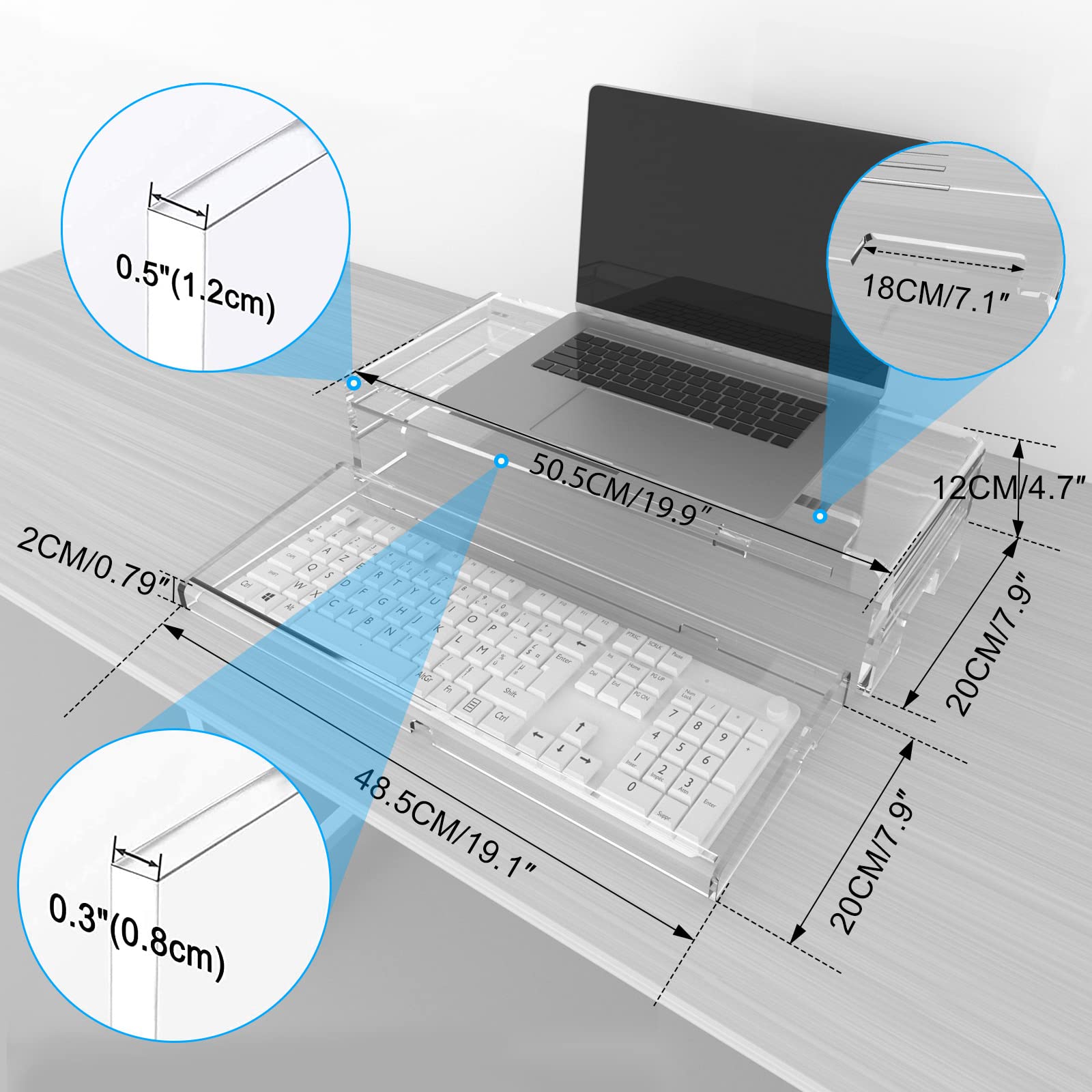 Snapklik.com : MAKUANG 20 Large Acrylic Monitor Stand Riser