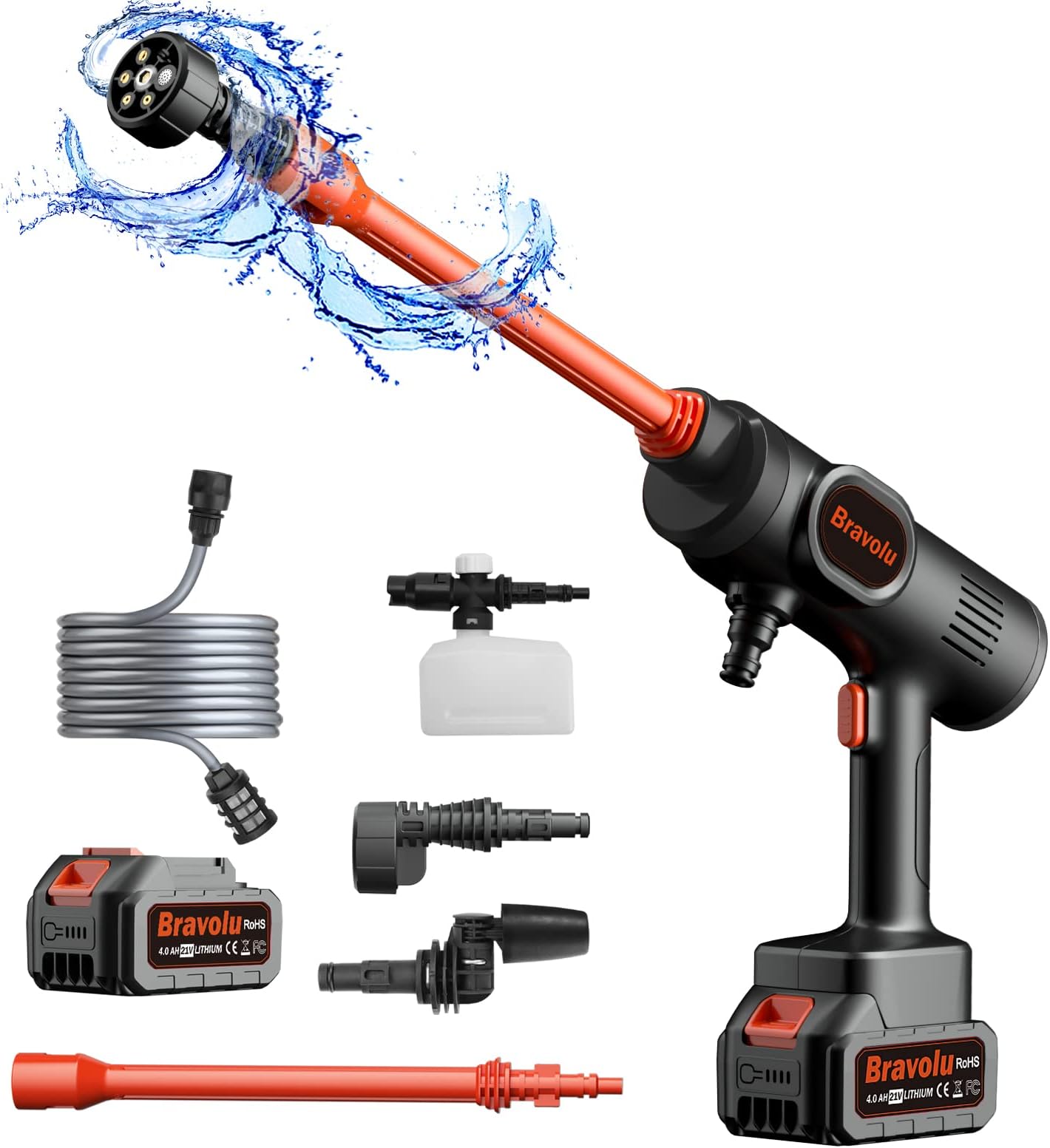 Idropulitrice ad Alta Pressione Portatile per Auto: 580PSI Pulitore ad ...