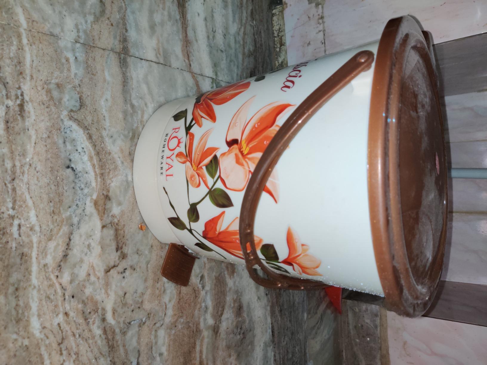 Fuscia Flower Design Plastic Dustbin 12L (Brown, Blue, Pink) : Amazon ...