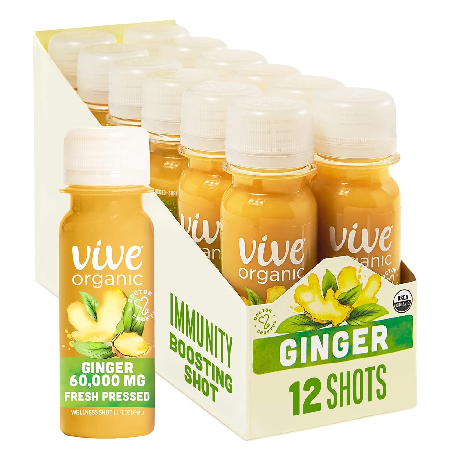 Amazon.com : Vive Organic Immune Support Ginger Shot, Cold-Pressed ...