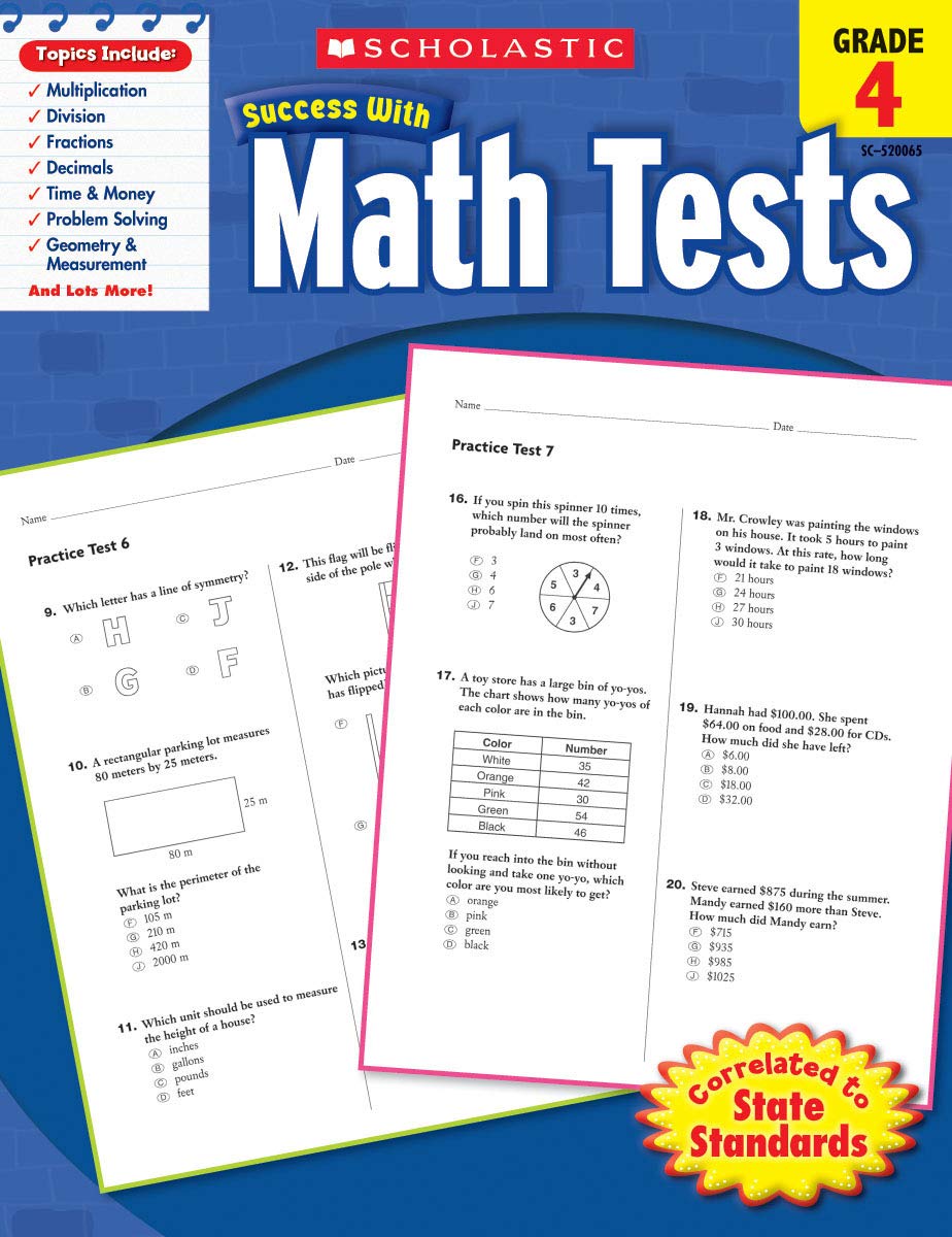 Scholastic Success with Math Tests, Grade 4: Scholastic: 9780545200653 ...