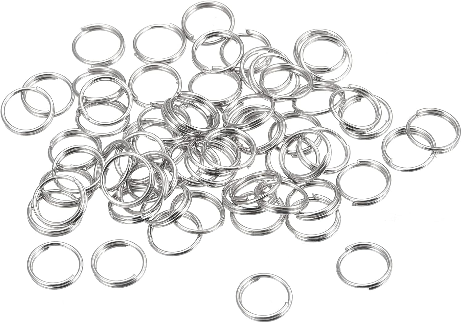 sourcing map Double Loops Split Rings, 8mm Small Round Key Ring Parts ...