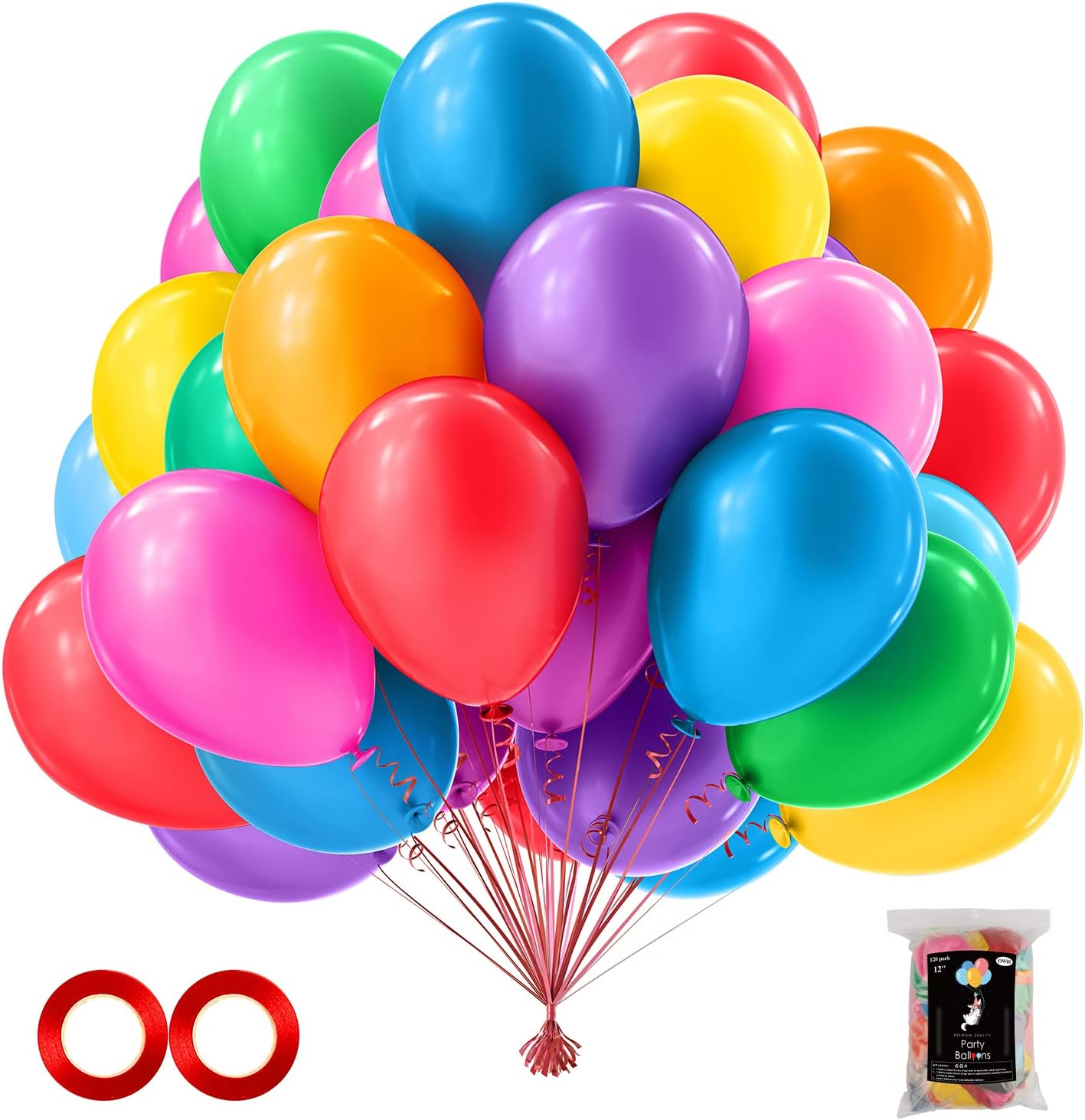 Amazon.com: OWill 120pcs Rainbow Latex Balloons 12 Inches Assorted ...