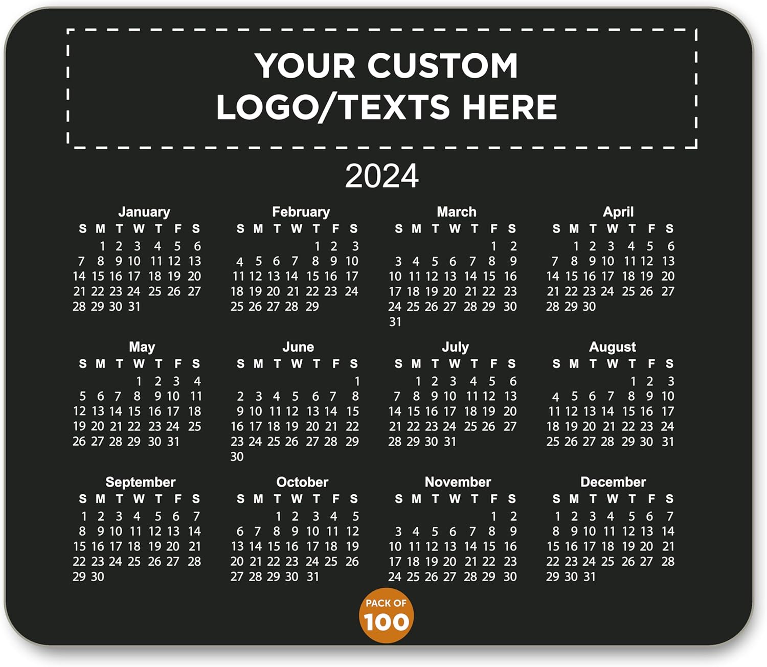 Amazon.com: Custom Horizontal Calendar Mouse Pads Set of 100 ...