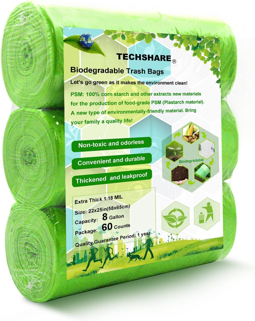Amazon.com: 3 Mil 60 Gallon Contractor Trash Bags - 38"Wx58"H Heavy ...