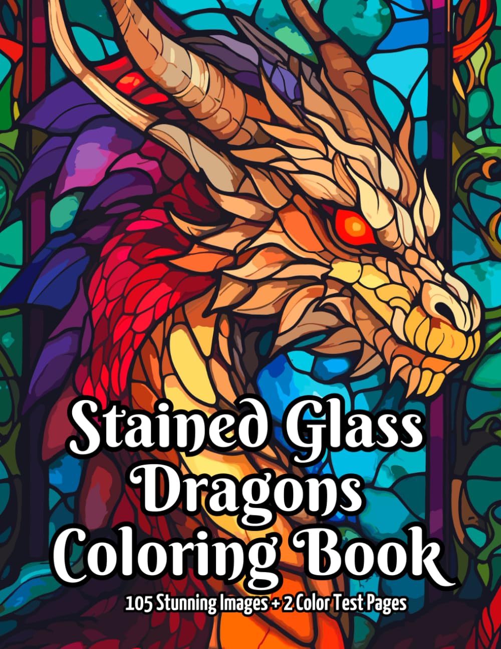Amazon.com: Stained Glass Dragons Coloring Book: 105 Unique Singled ...