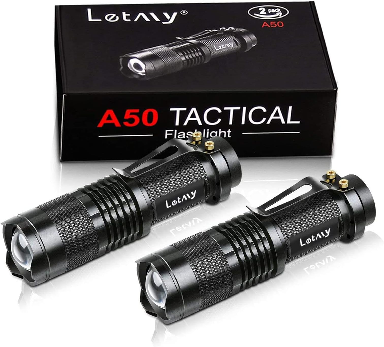 Pack of 2 Small LED Torches, 300 Lumens Super Bright Mini Torch Battery ...