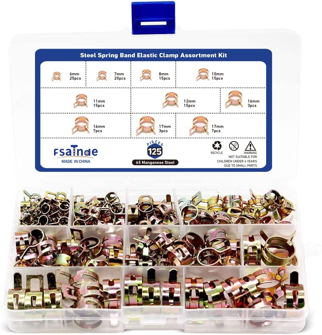 125pcs Steel Spring Band Elastic Clamp Assortment Kit, Spring Clip for ...