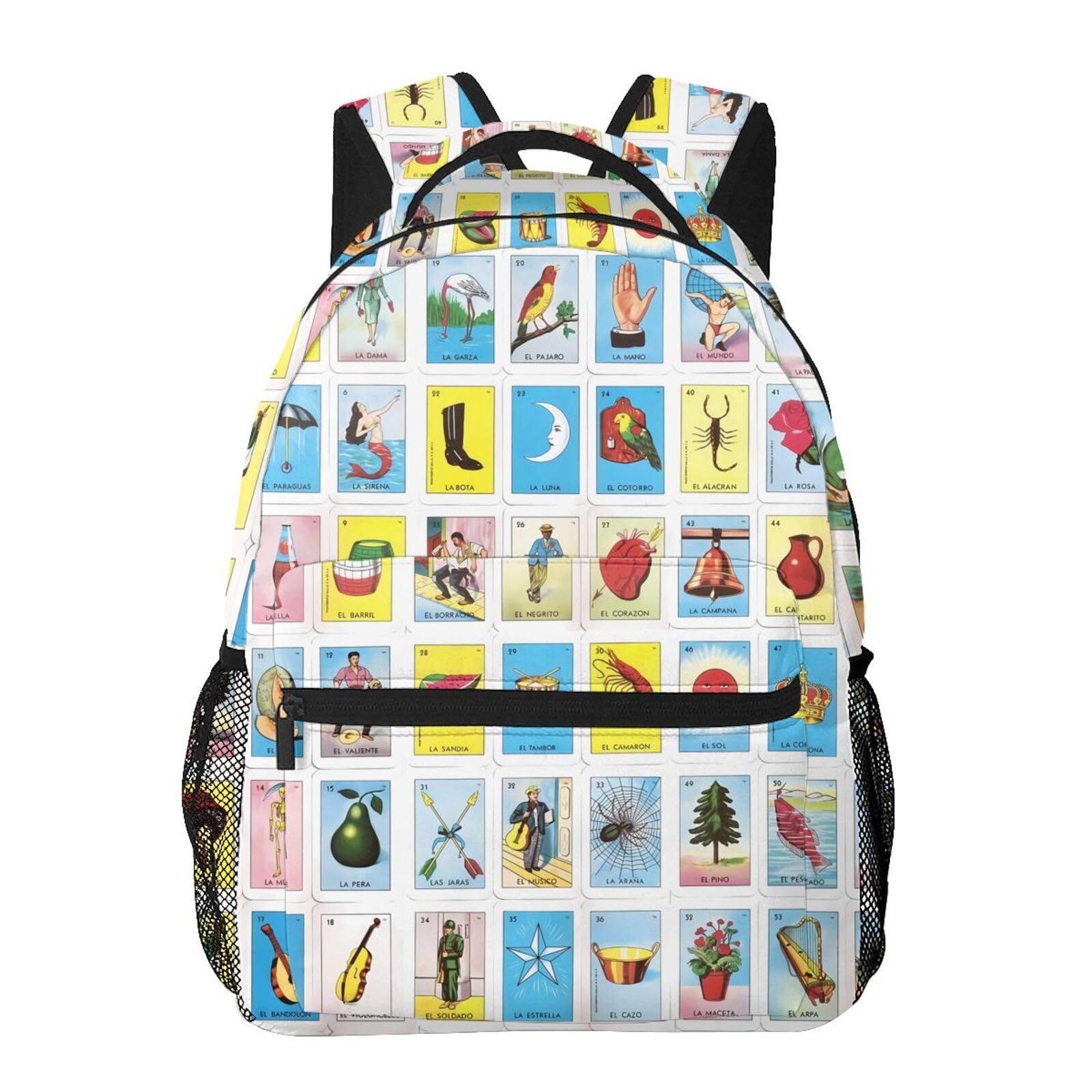Amazon.com | HKHEHOP Fun Mexican Loteria Card Pattern Backpack For ...