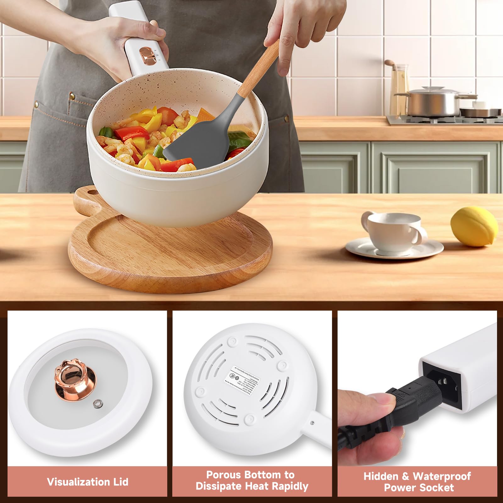 SizzleCook 1.6L Mini Hot Pot Electric with Steamer, 700W Electric Pot ...