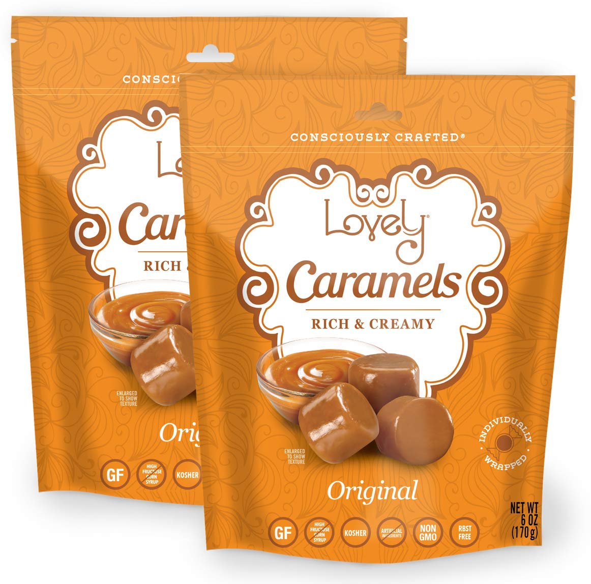 Amazon.com : Soft and Chewy Caramels 12-Pack - Lovely Candy Co. Old ...