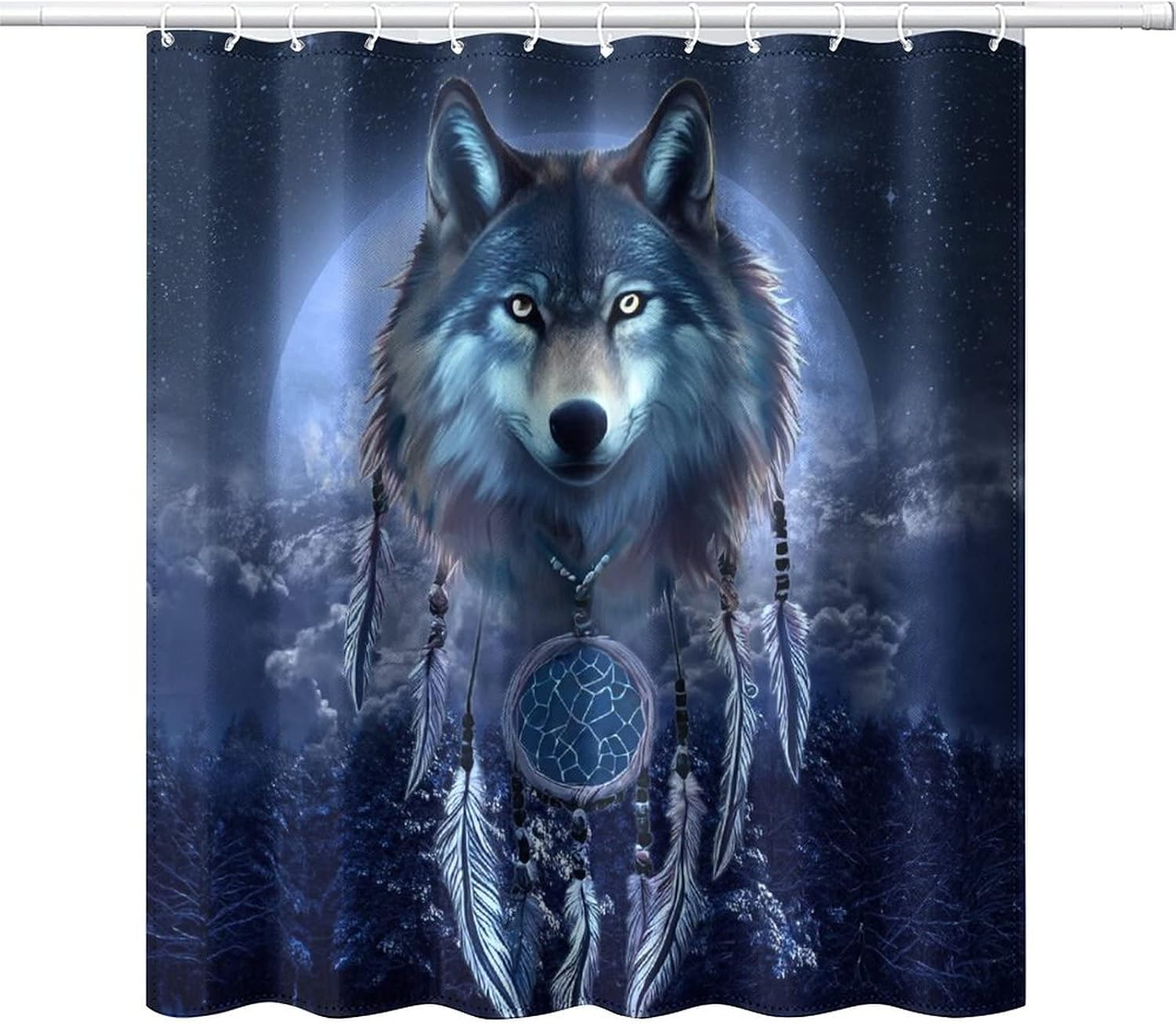 Amazon.com: INSFBRB Cool Wildlife Wolf Fabric Shower Curtain,Fantasy ...