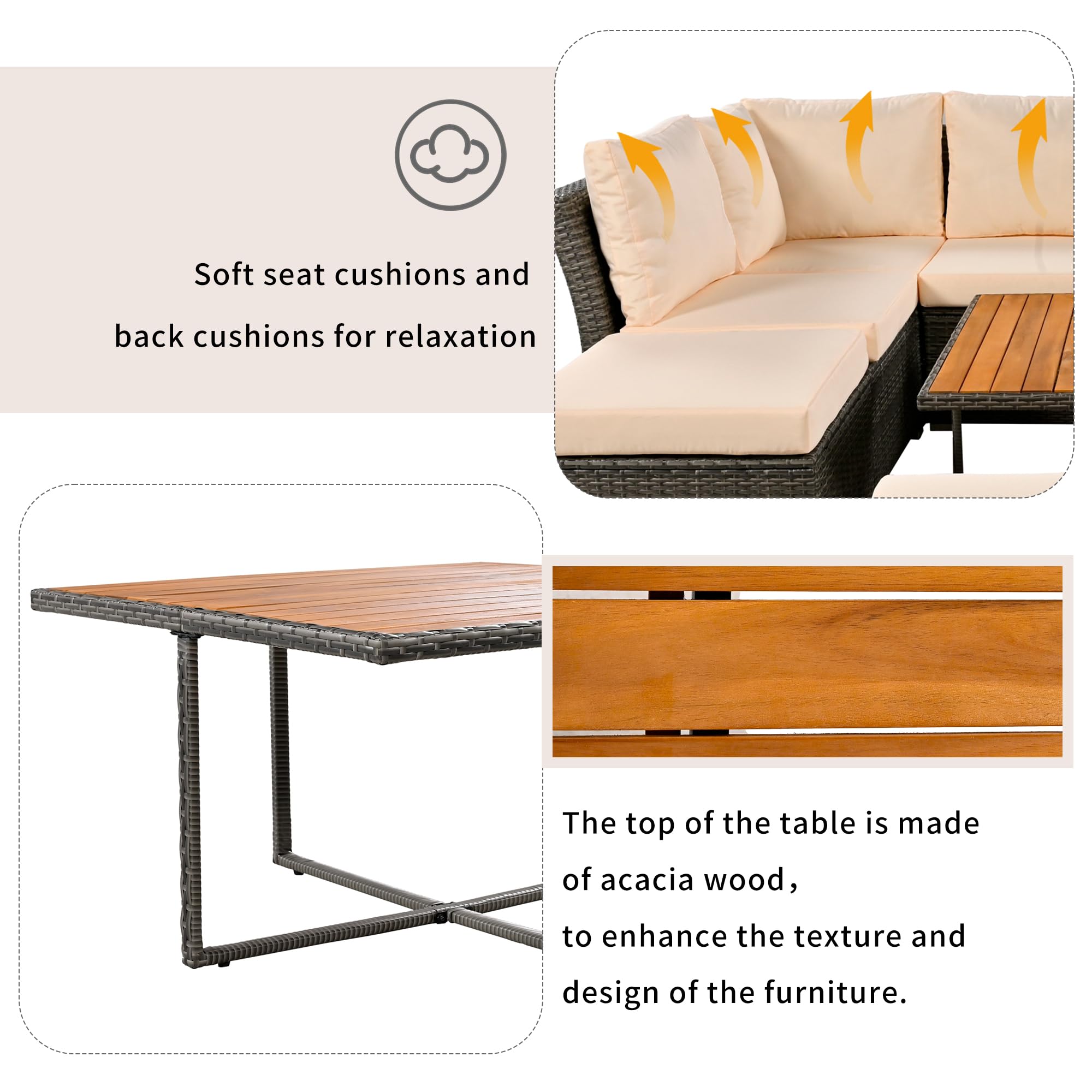 Snapklik.com : Merax 9 Piece Outdoor Conversation Set, Patio Furniture ...