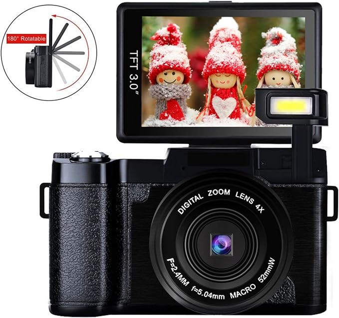 Amazon.com : Digital Camera Vlog Camera Full HD 1080p 24.0MP Camcorder ...