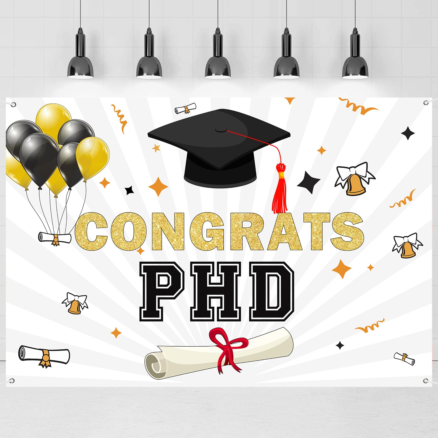 Amazon.com : INNORU Congrats PHD Backdrop Banner, PHinally Done ...
