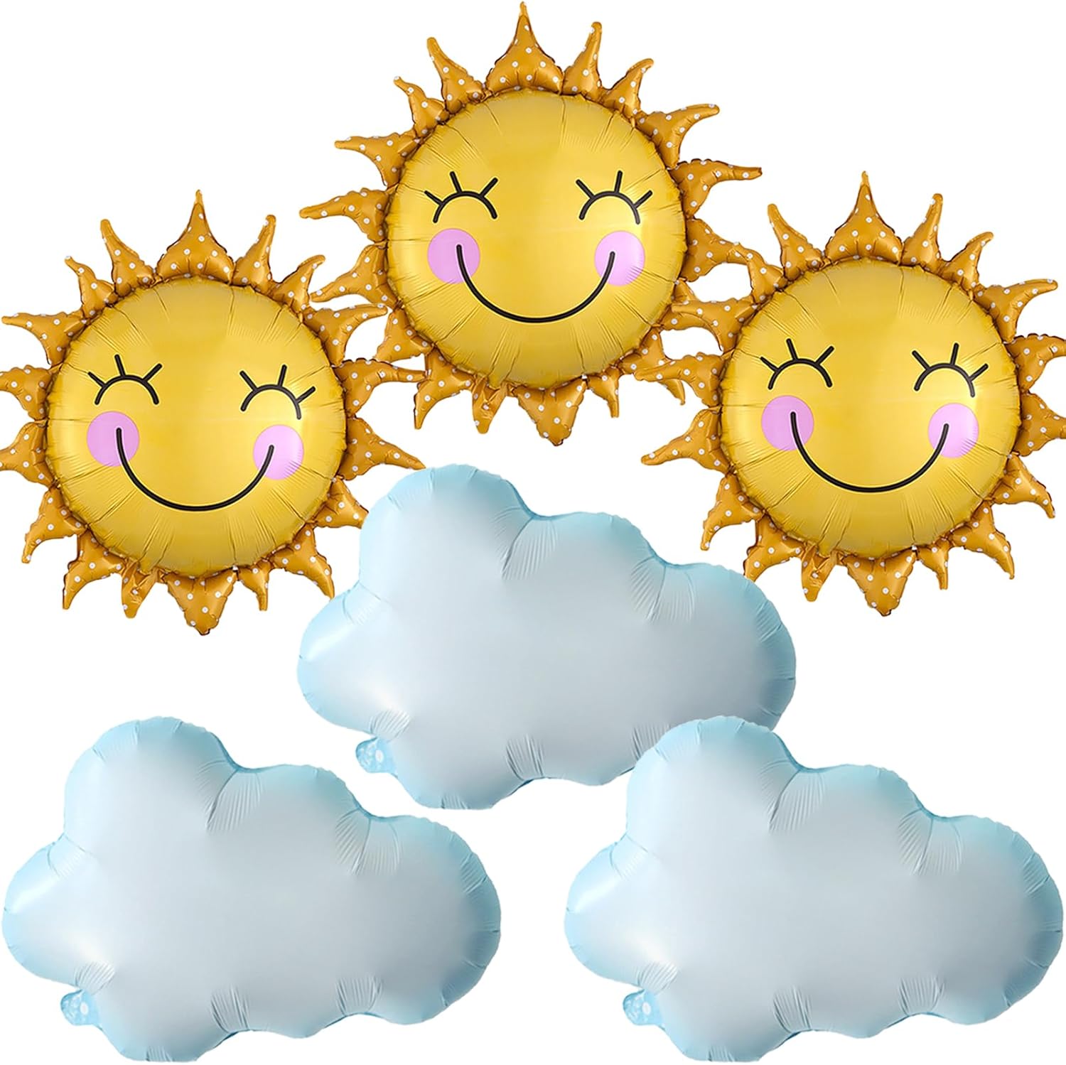 Amazon.com: 6Pcs Sun Sunshine Balloons White Cloud Foil Mylar Balloons ...