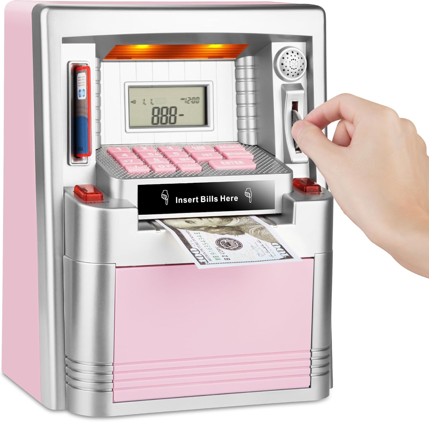 Amazon.com: 2024 Upgraded ATM Piggy Bank for Kids,Real Money Counting ...