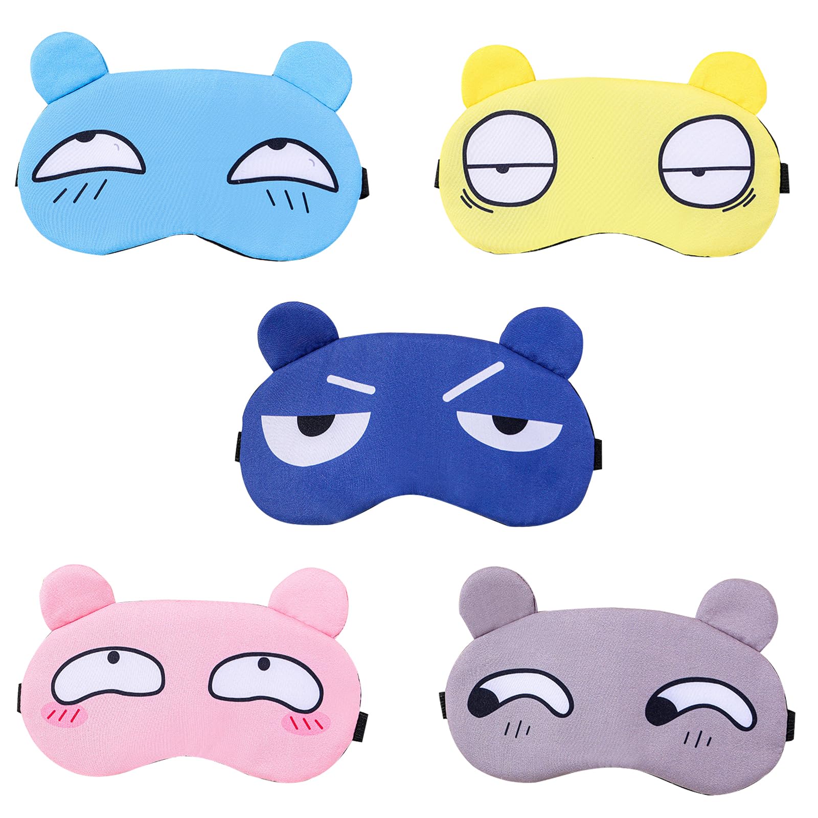 TSHAOUN 5 Pieces Cute Sleep Eye Mask, Cartoon Sleeping Eye Masks Sleep ...