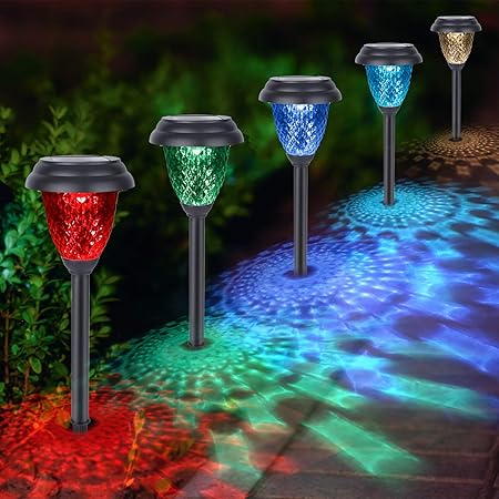 Bright Solar Pathway Lights 6 Pack,Color Changing/Warm White LED Solar ...