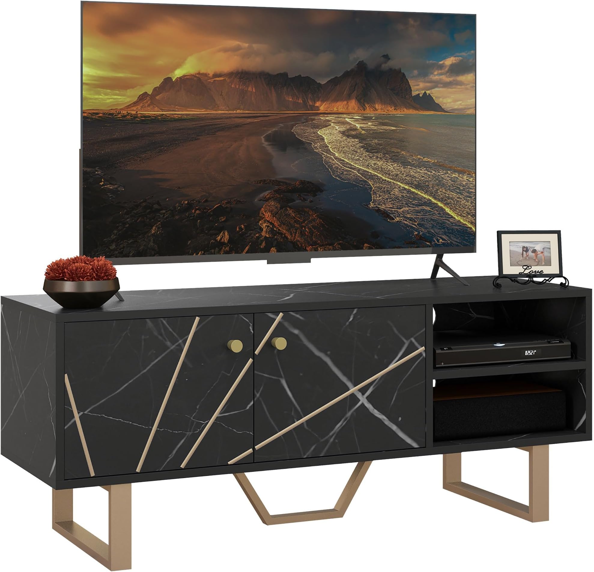 HOMCOM Meuble TV Banc TV pour télévision jusqu'à 55 Pouces Design ...