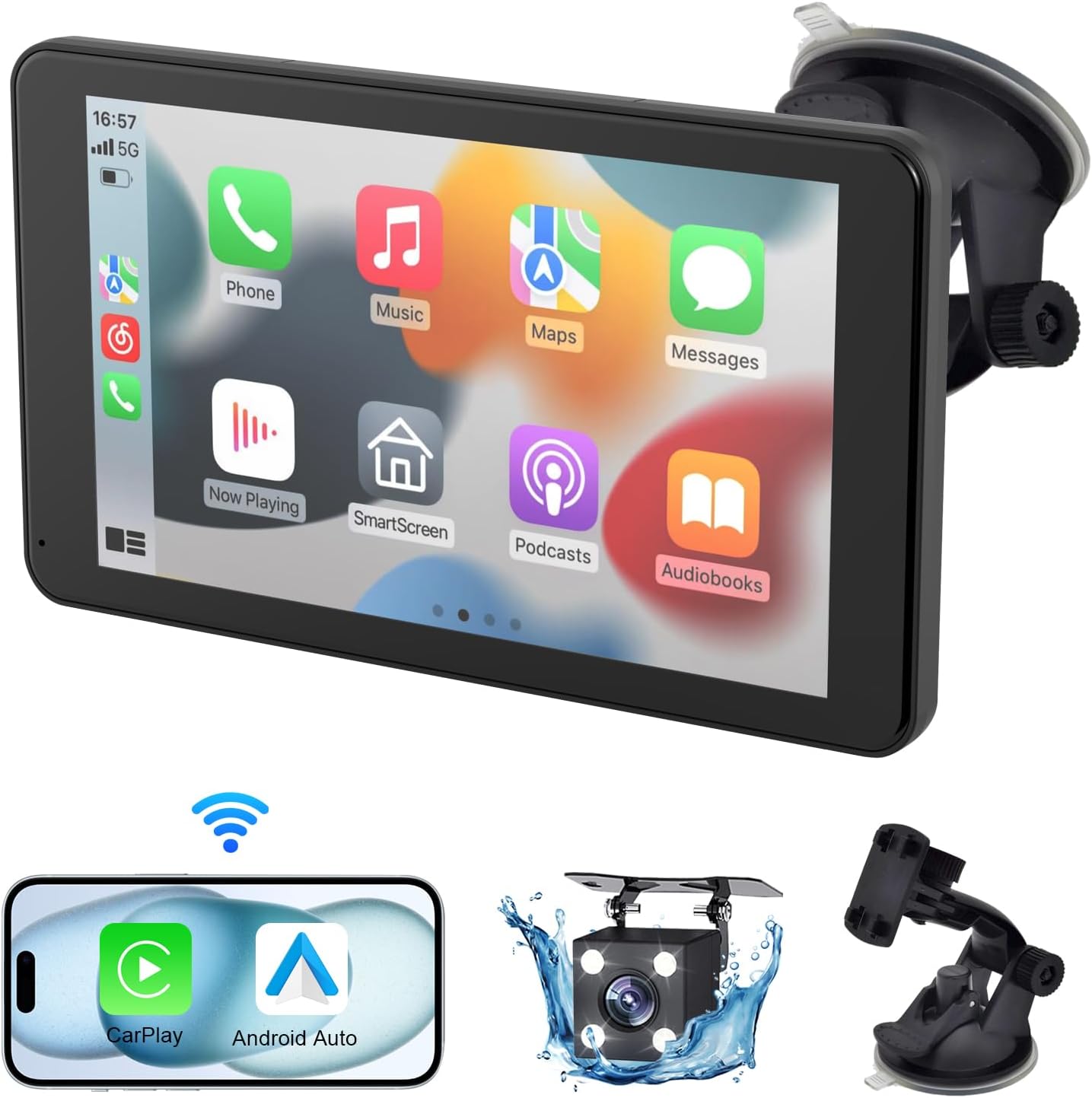Amazon.com: Wireless CarPlay Screen for Car,7'' HD Portable Car Stereo ...