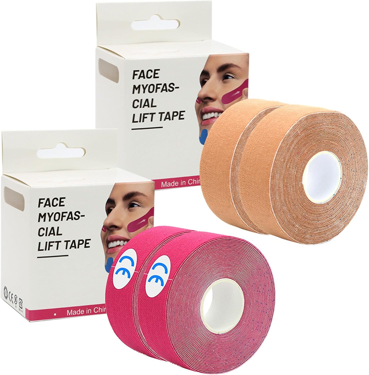 FYting 4 rotoli Cerotti Antirughe,Kinesio Tape Viso Rughe,Face Taping ...