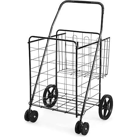 Amazon.com: Wellmax Grocery Shopping Cart with Swivel Wheels, Foldable ...