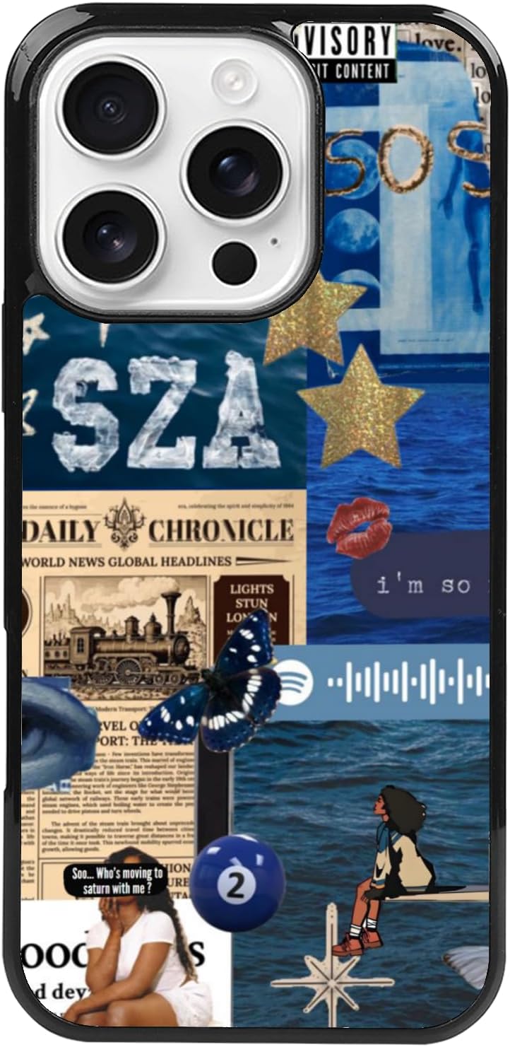 Amazon.com: WOVDNFO Blue Singer Icons Music Collage Phone Case for ...