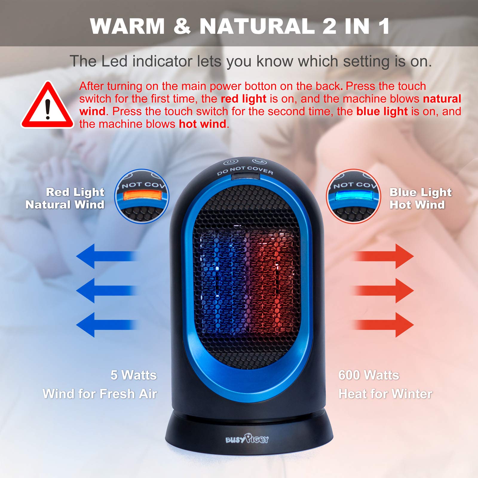 BUSYPIGGY Portable Electric Space Heater, ETL Certifie...B08FHW33Z5 ...