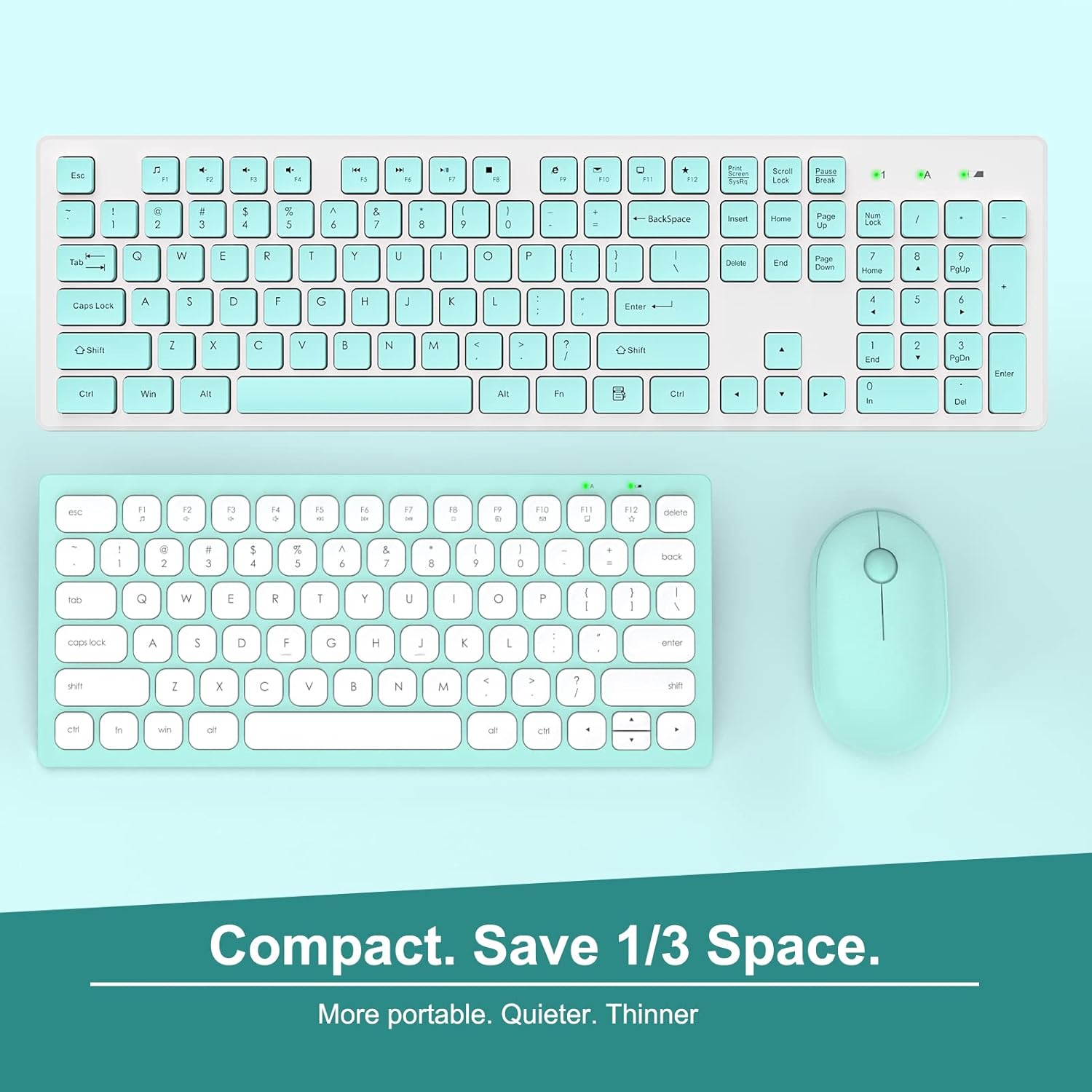 Buy Small Wireless Keyboard and Mouse, Ultra Slim Silent Mini Keyboard ...