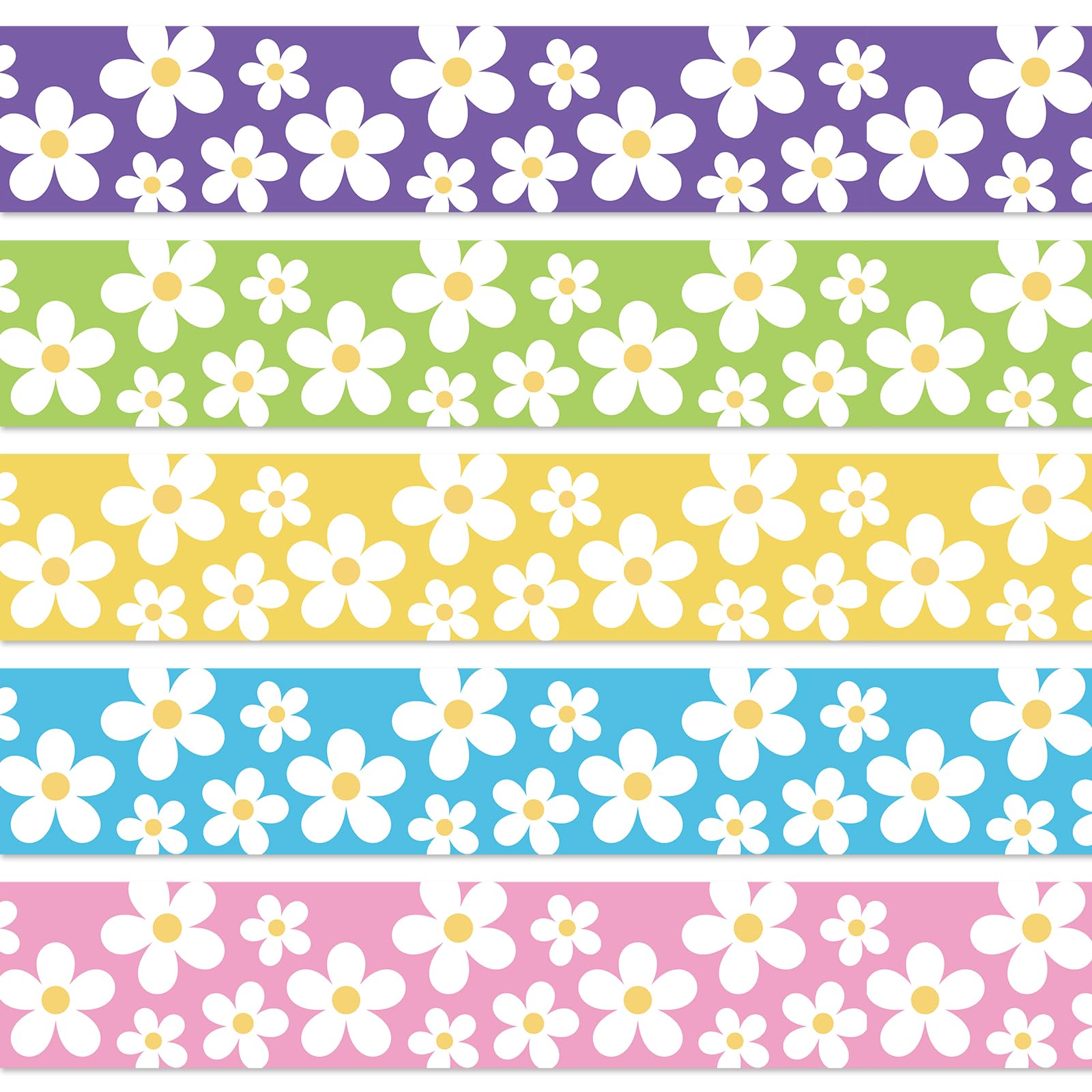 Amazon.com: Whaline 69Ft Daisy Flower Bulletin Board Borders 5 Colors ...